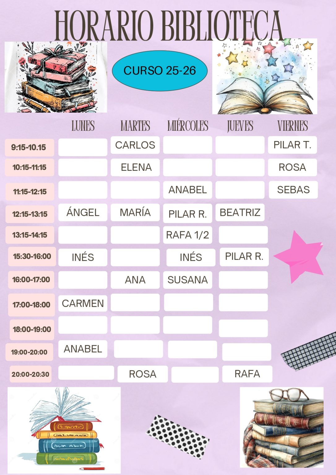 Horario Biblioteca actualizado - CPEPA Concepción Arenal